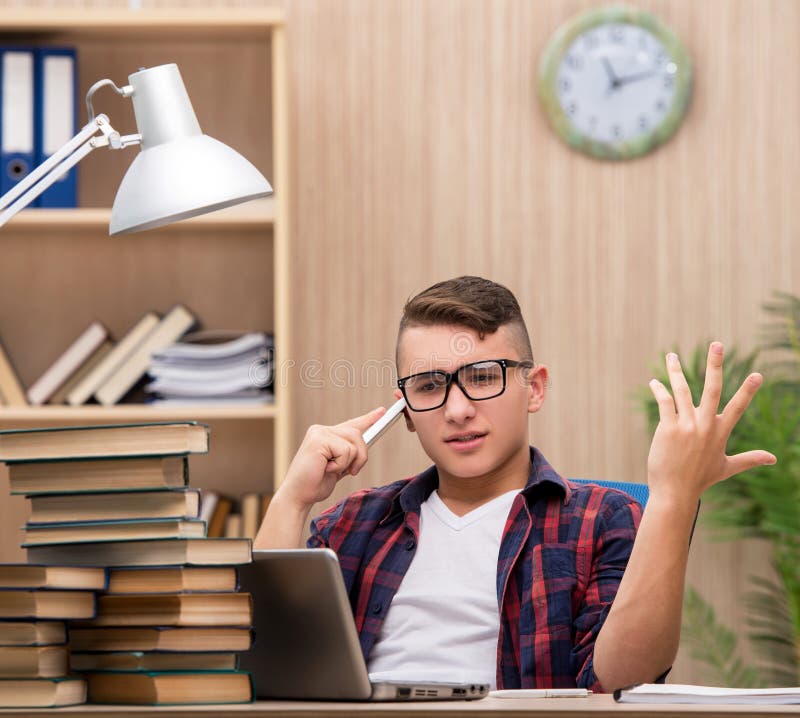 Young Student Preparing for School Exams Stock Image - Image of student ...