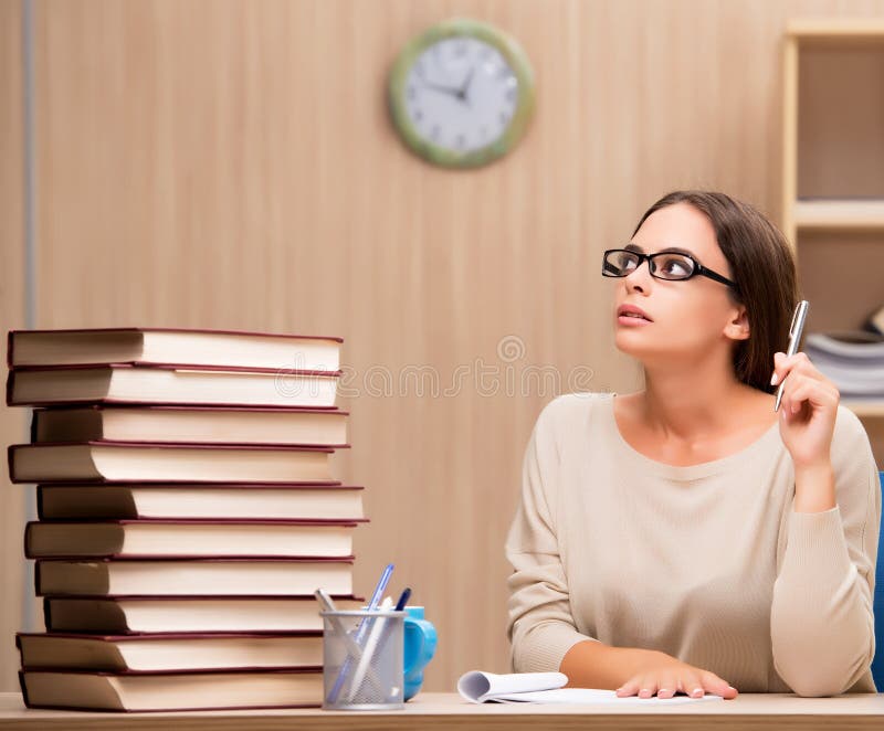Young Student Preparing for University Exams Stock Photo - Image of ...