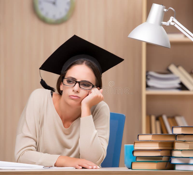 Young Student Preparing for University Exams Stock Image - Image of ...