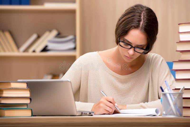 The Young Student Preparing for University Exams Stock Photo - Image of ...