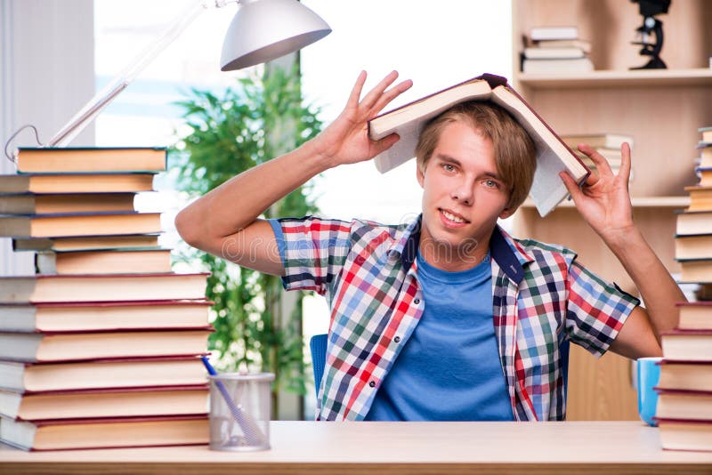 The Young Student Preparing for University Exams Stock Image - Image of ...