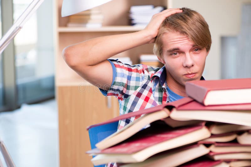 The Young Student Preparing for University Exams Stock Image - Image of ...