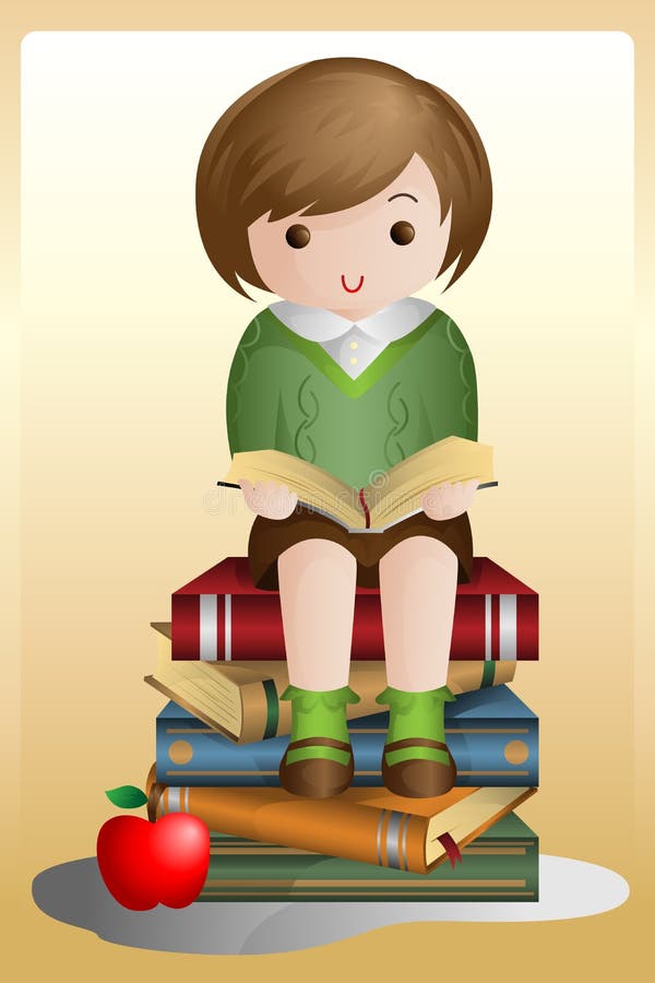 Student Reading a Book stock vector. Illustration of girl - 73226172