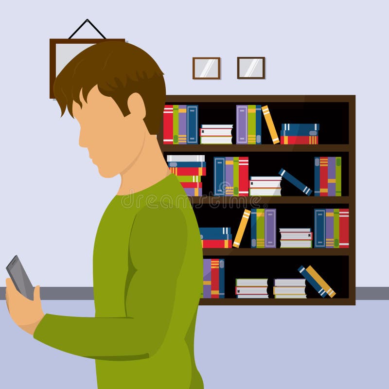 Young Student Reading on Smartphone Stock Vector - Illustration of ...