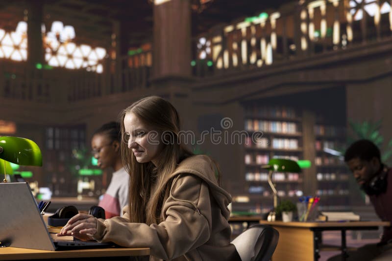 Young Student Reading and Writing Detailed Notes for an Exam at the ...