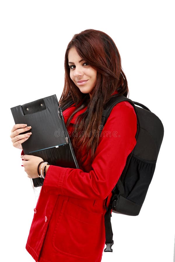 Young Student Ready for School Isolated on White Stock Photo - Image of ...