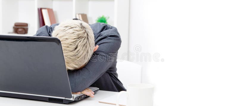 Student Sleeping or Exhausted on Top of the Computer Stock Photo ...