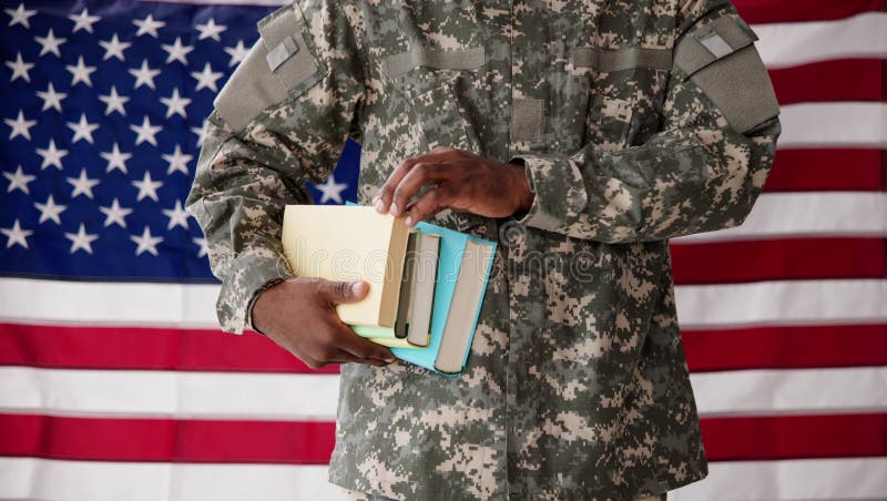 Young Student Soldier in Uniform Stock Image - Image of books, states ...