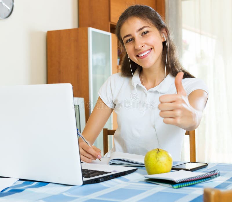 Young Student Study at Home Stock Image - Image of homework, girl: 54863313