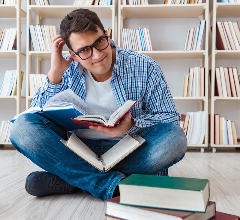 Young Student Studying with Books Stock Photo - Image of literature ...