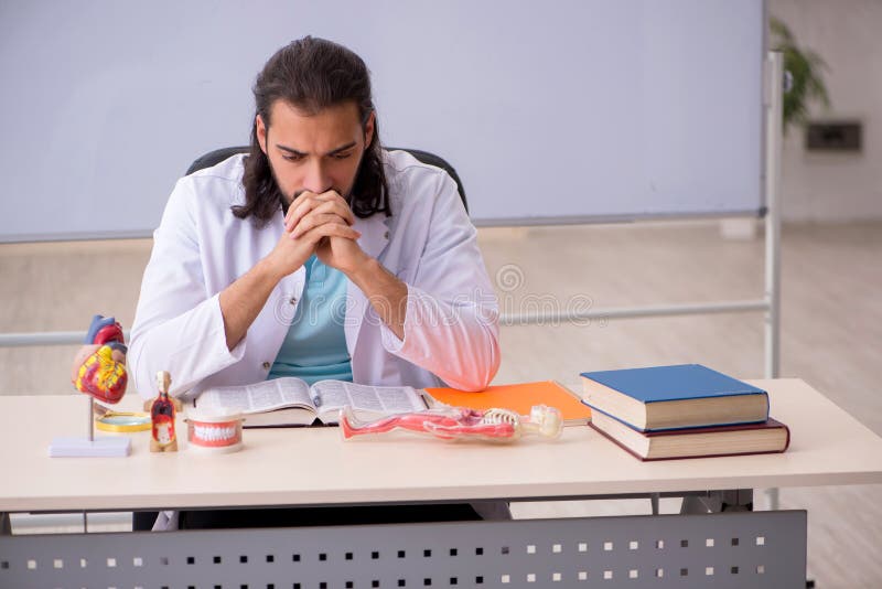 Young Male Student Studying Human Anatomy Stock Image - Image of learn ...