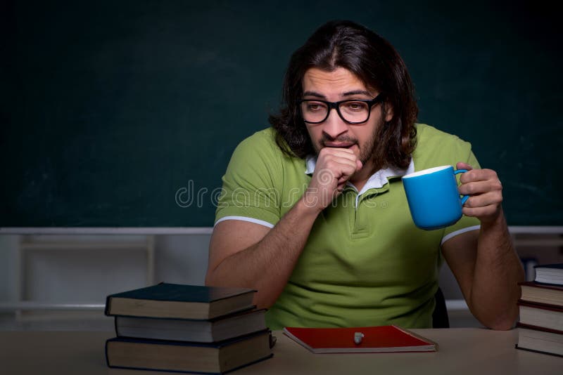 Young Student Studying at Night at Home Stock Photo - Image of ...