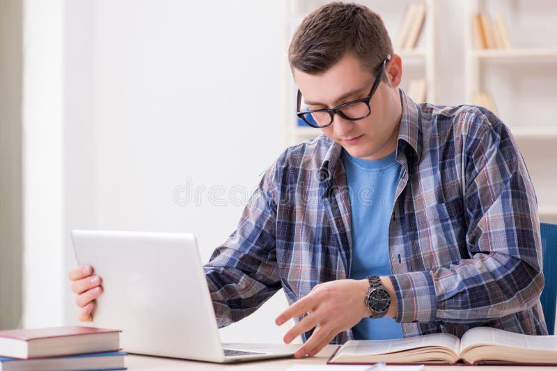 The Young Student Studying Over Internet in Telelearning Concept Stock ...