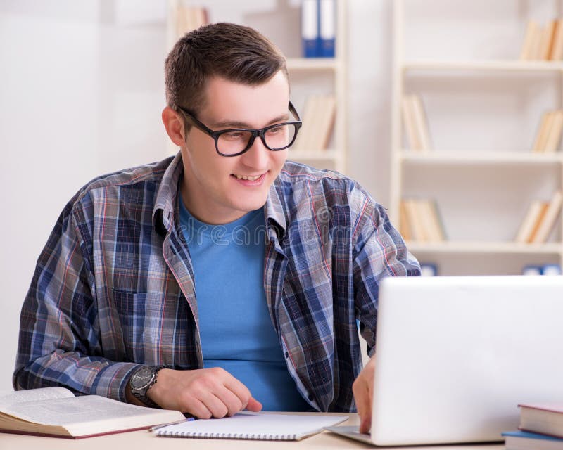 Young Student Studying Over Internet in Telelearning Concept Stock ...