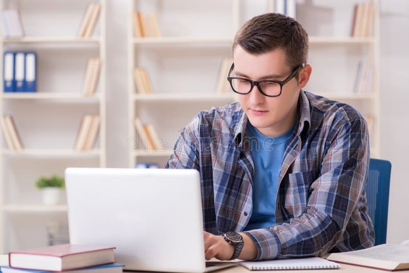 The Young Student Studying Over Internet in Telelearning Concept Stock ...