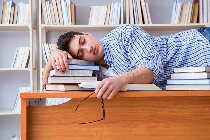 The Young Student Taking Break and Falling Asleep Stock Image - Image ...