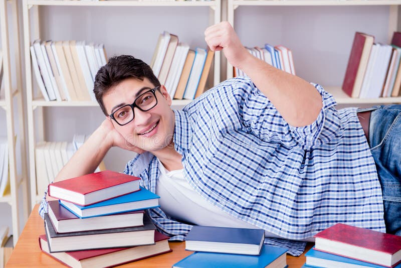 The Young Student Taking Break and Falling Asleep Stock Image - Image ...