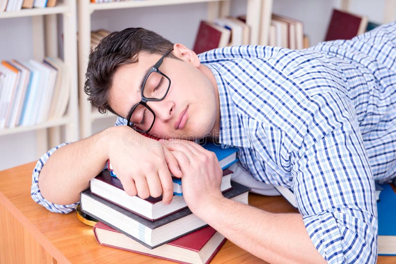 The Young Student Taking Break and Falling Asleep Stock Photo - Image ...