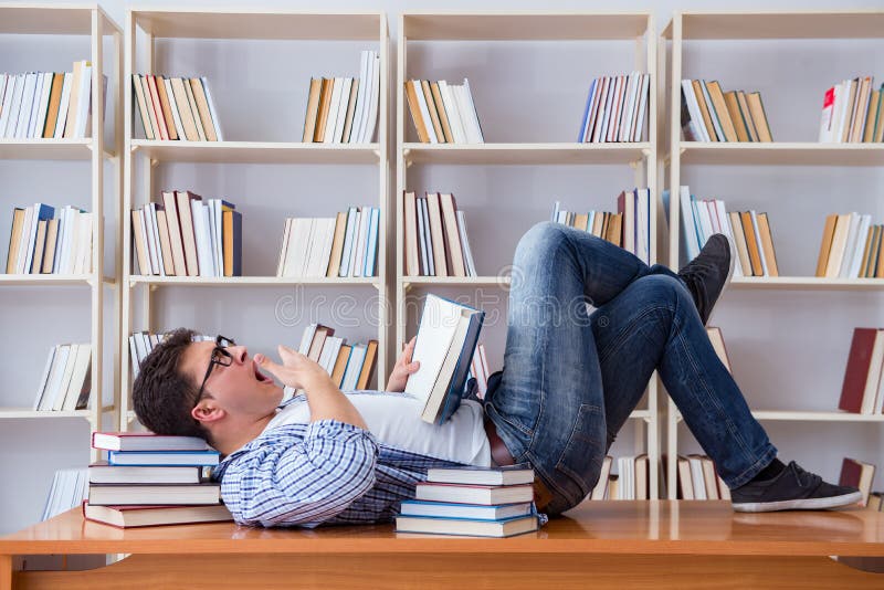 The Young Student Taking Break and Falling Asleep Stock Image - Image ...