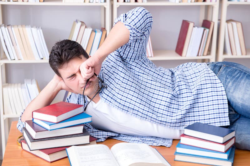 The Young Student Taking Break and Falling Asleep Stock Photo - Image ...