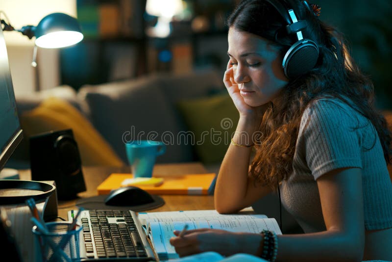 Young Student Taking Online Classes Stock Image - Image of books ...