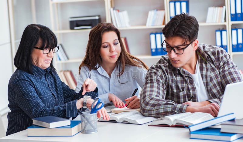 Young Student and Teacher during Tutoring Lesson Stock Image - Image of ...
