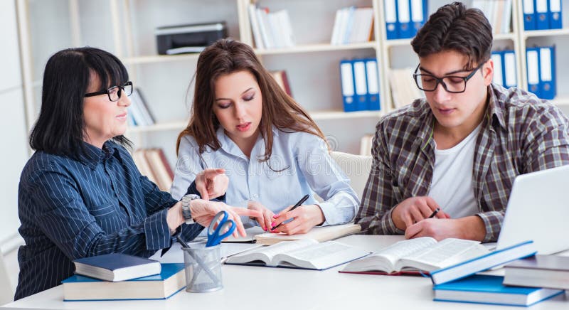 Young Student and Teacher during Tutoring Lesson Stock Photo - Image of ...