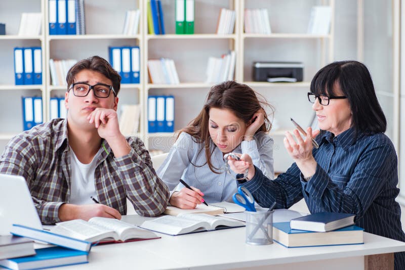 The Young Student and Teacher during Tutoring Lesson Stock Image ...