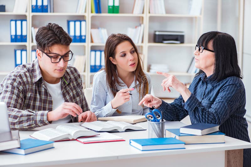 The Young Student and Teacher during Tutoring Lesson Stock Image ...