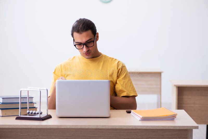 Young Male Student in Tele-education Concept Stock Image - Image of ...