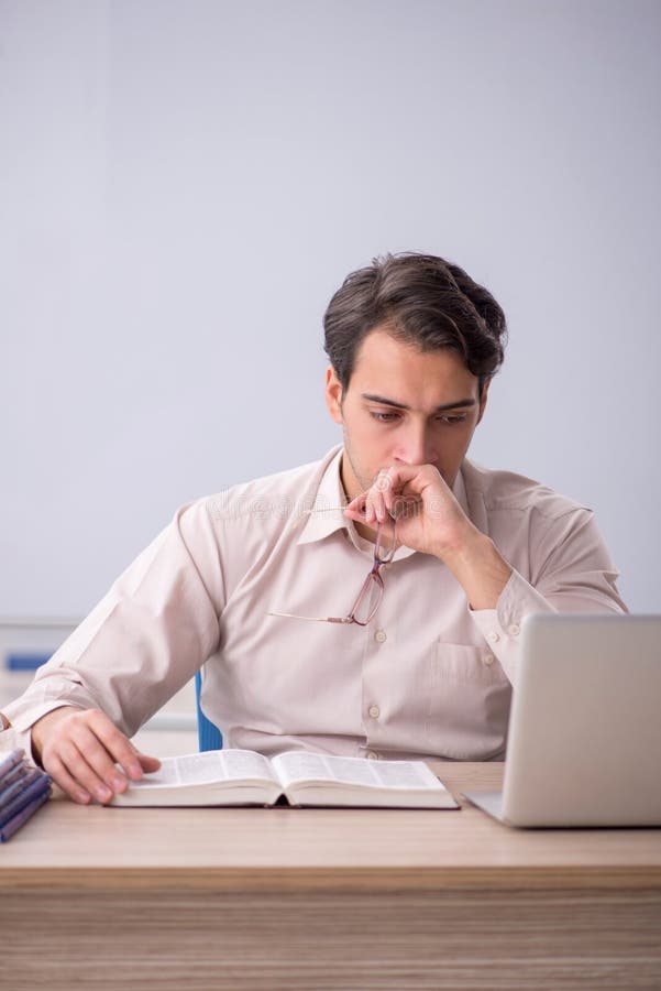 Young Male Student in Telelearning Concept Stock Image - Image of ...