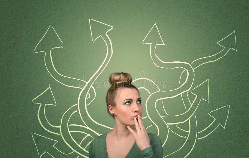 Beautiful Girl Thinking a Solution Stock Image - Image of guide, choice ...