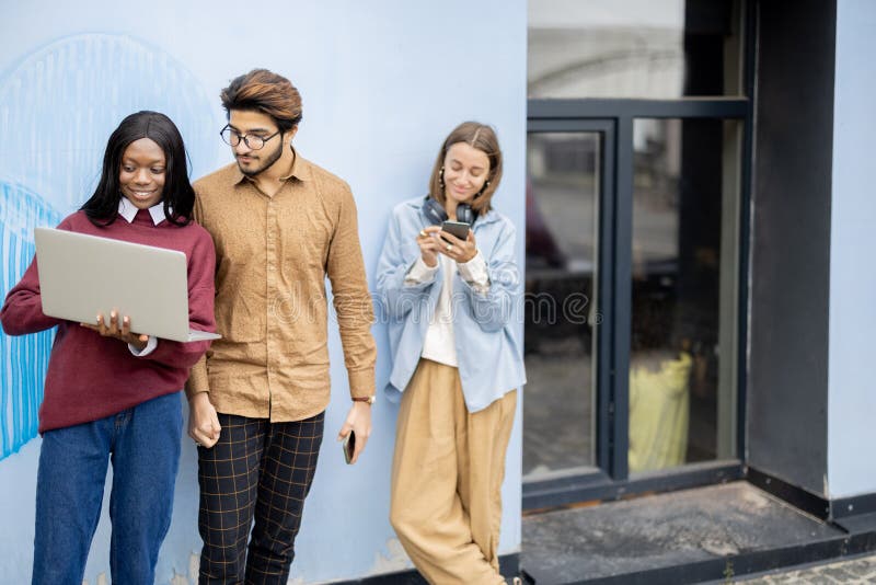 Young Student Use Gadgets at University Building Stock Image - Image of ...
