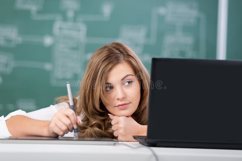Young Student Using Graphic Tablet Stock Image - Image of digitally ...