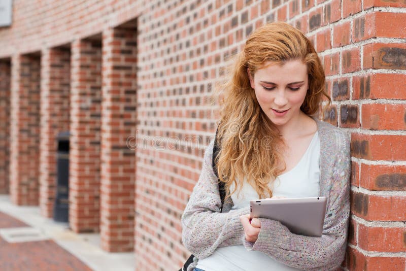 Young Student Using a Tablet Computer Stock Image - Image of screen ...