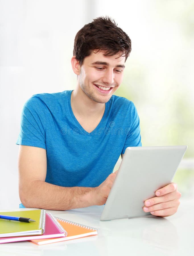 Young Student Using Tablet Pc Stock Image - Image of digital, library ...