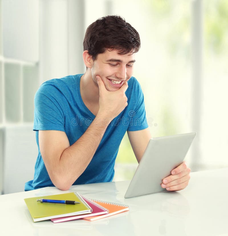 Young Student Using Tablet Pc Stock Photo - Image of literature ...