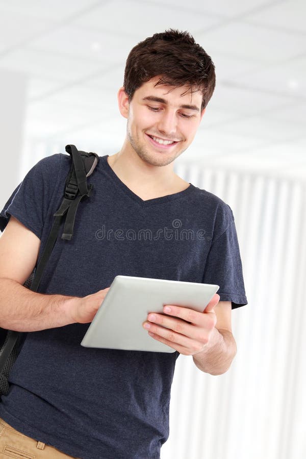 Young Student Using Tablet Pc Stock Image - Image of email, smile: 40821517