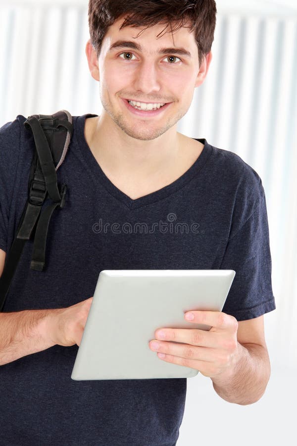 Young Student Using Tablet Pc Stock Photo - Image of casual, indoors ...