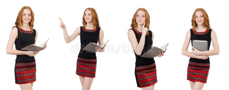 The Young Student in Various Poses Isolated on White Stock Photo ...