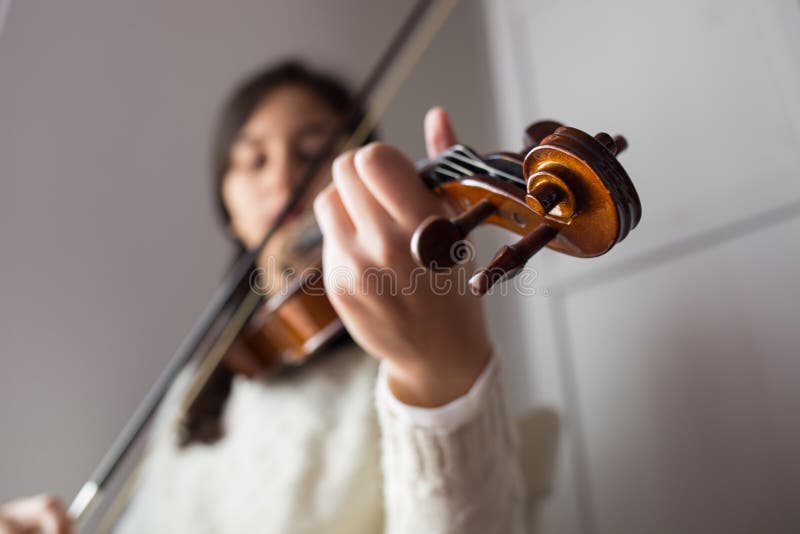 Young Student Violinist Practice at Home Stock Photo - Image of ...