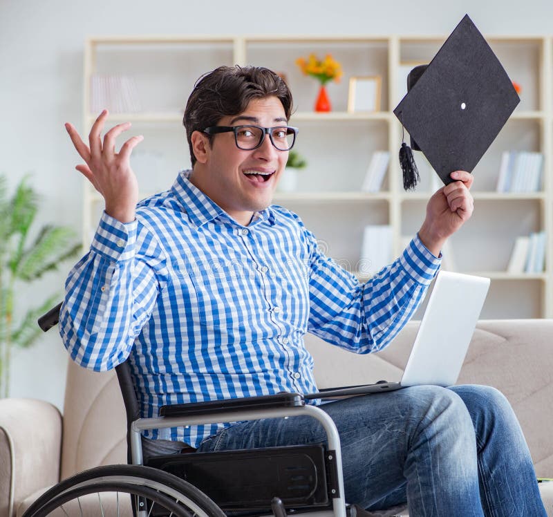 Young Student on Wheelchair in Disability Concept Stock Photo - Image ...