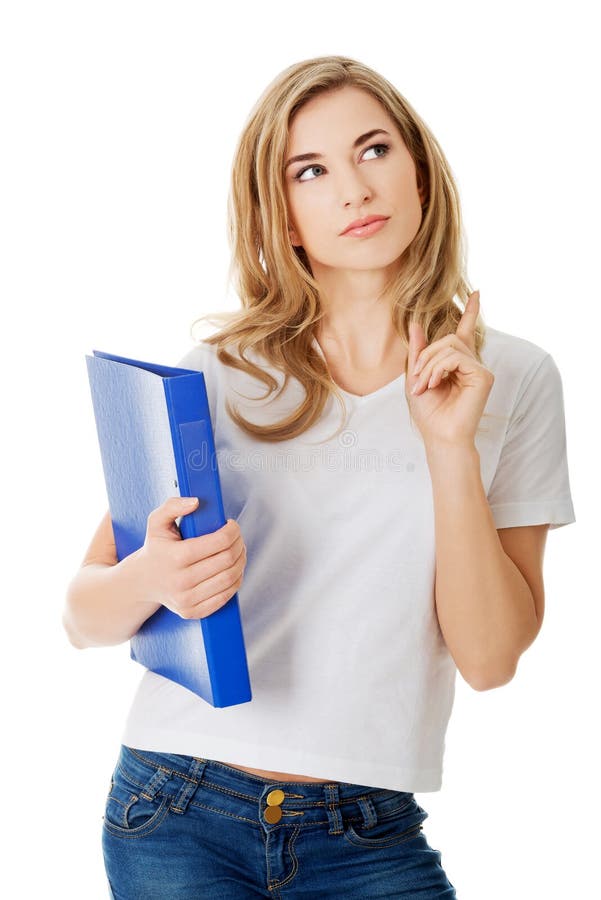 Young Student Woman Thinking Stock Image - Image of attractive ...
