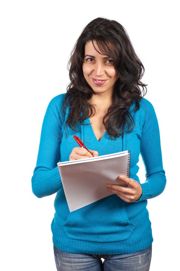 Happy Indian Woman Student Education Writing Studying Stock Image ...