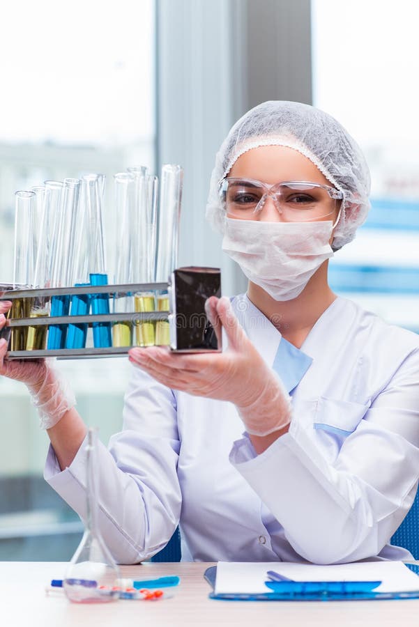 The Young Student Working with Chemical Solutions in Lab Stock Image ...