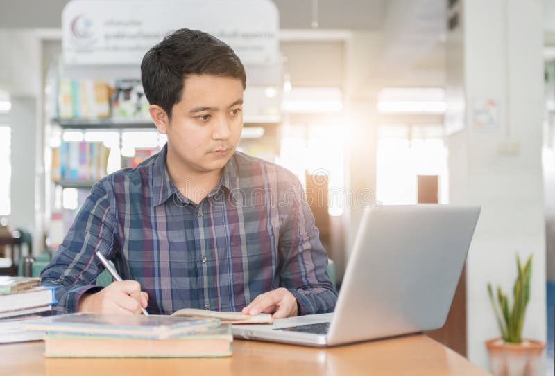 Young Student Working with Computer Notebook Stock Photo - Image of ...