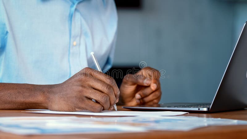 Young Student Writing with Laptop in Living Room Stock Image - Image of ...