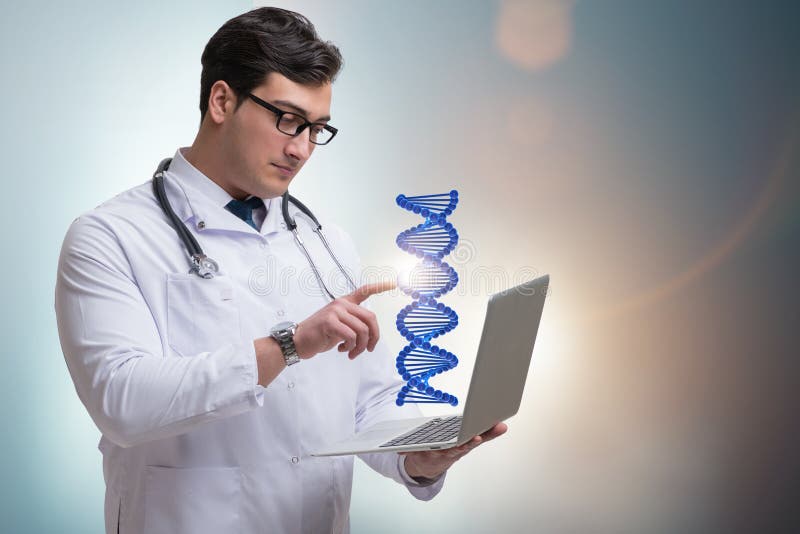 The Young Studentresearcher Studying Dna Structure Stock Image - Image ...