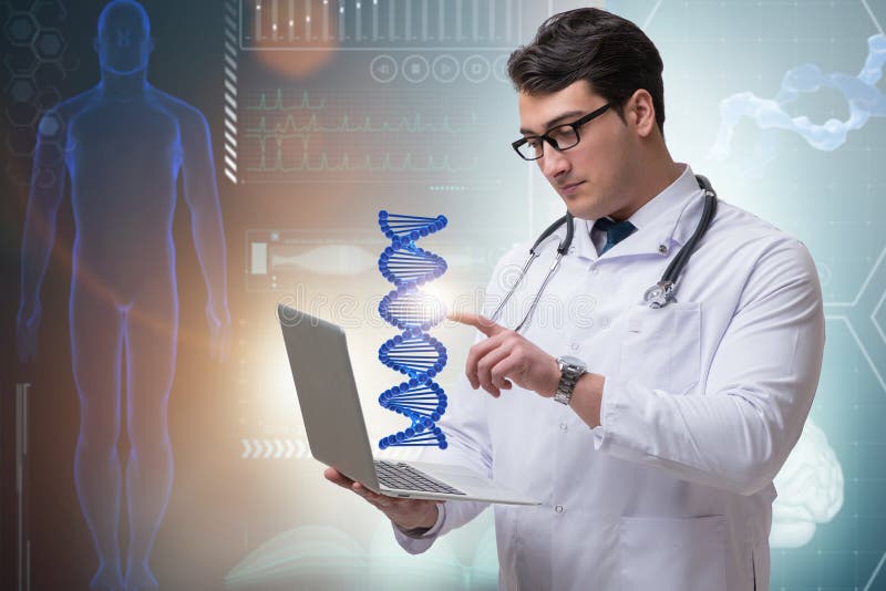 The Young Studentresearcher Studying Dna Structure Stock Image - Image ...