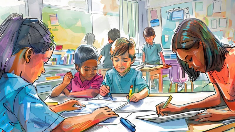 Child Learning Drawing Writing Classroom Setting Stock Photos - Free ...